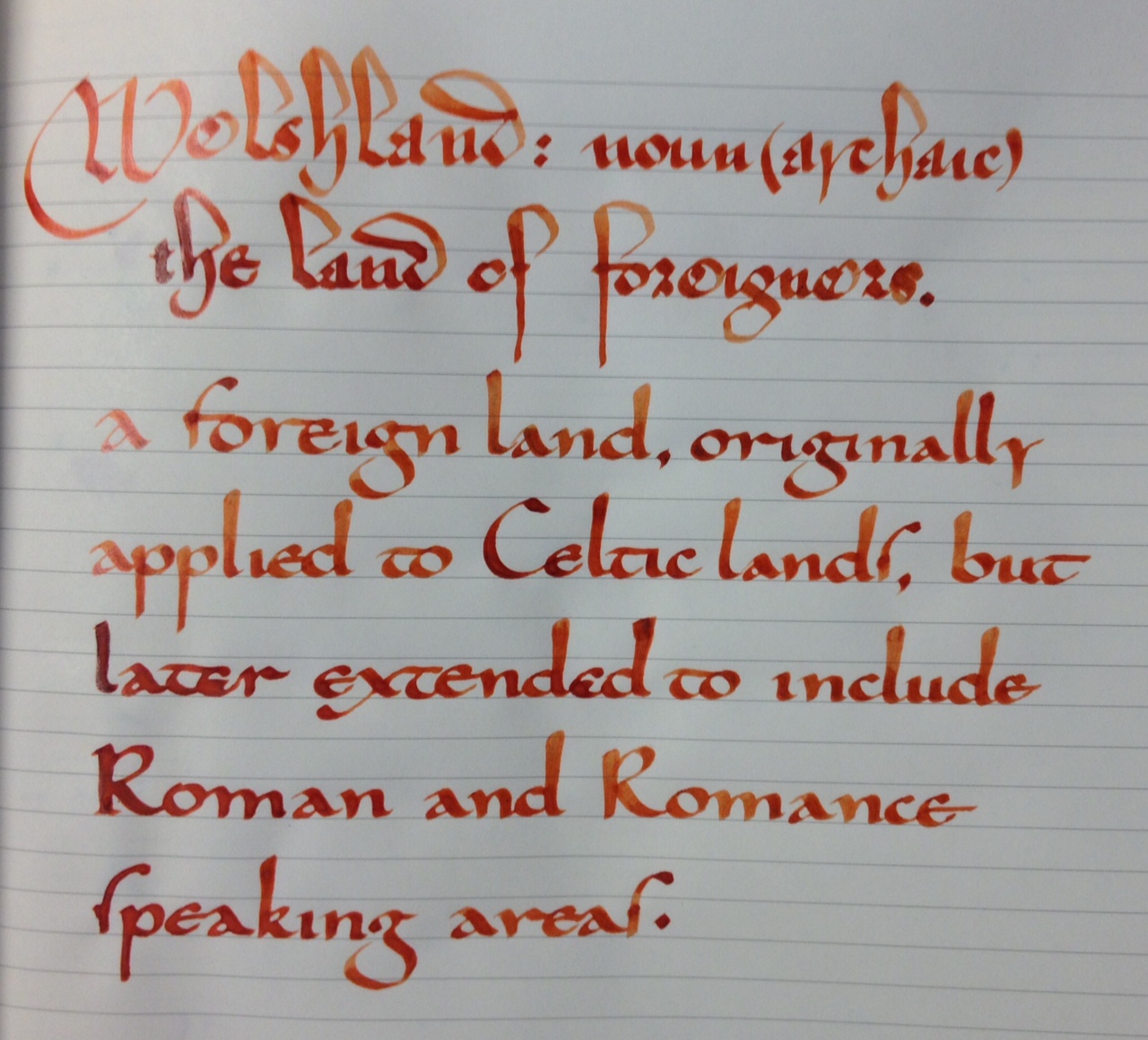 Word of the Day - Oct. 23, 2014 - Welshland : r/Calligraphy